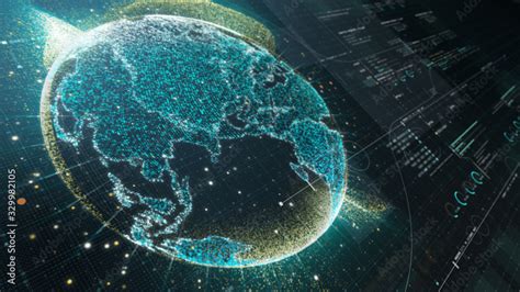 Futuristic Motion Graphic User Interface Head Up Display Screen With Holographic Earth And