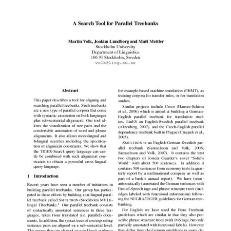 A Search Tool For Parallel Treebanks Acl Anthology