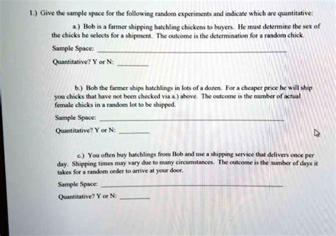 L Give The Sample Space For The Following Random Experiments And