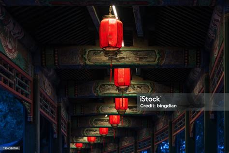 Largo Corredor Del Palacio De Verano Pekín China Foto De Stock Y Más