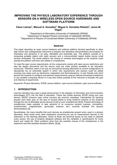 PDF IMPROVING THE PHYSICS LABORATORY EXPERIENCE THROUGH SENSORS ON A