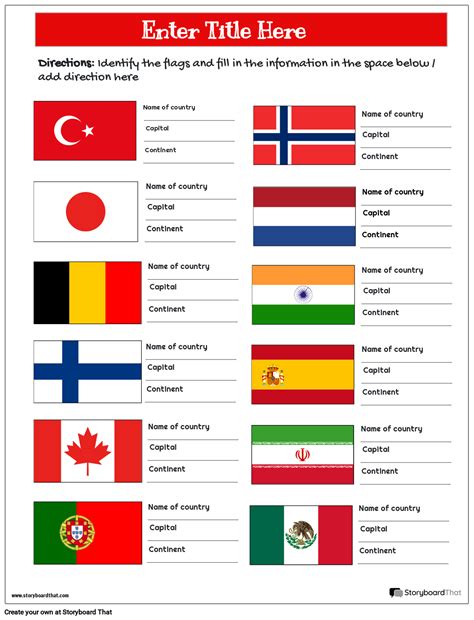Colorful Multiple Flags Based Flag Worksheet Storyboard