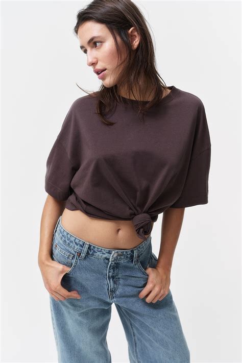 Oversized T Shirt Dark Brown Ladies Handm Gb
