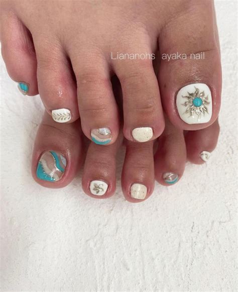 50 Cute Summer Toe Nails For 2022 Jewel Stone Aqua And White 1 Fab