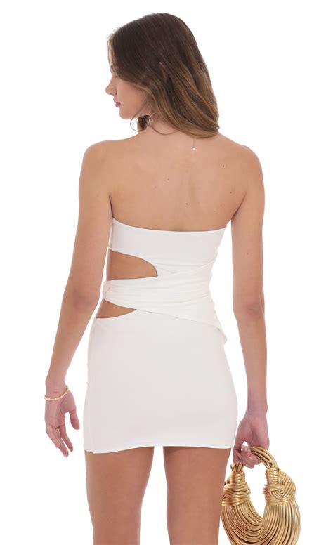 Conch Cutout Bodycon Dress In White Lucy In The Sky