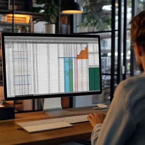 Person Looking At A Spreadsheet On A Computer Screen In An Office