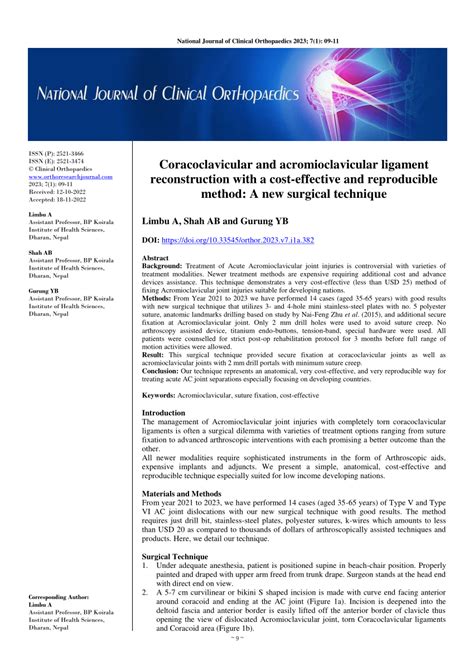 Pdf Coracoclavicular And Acromioclavicular Ligament Reconstruction