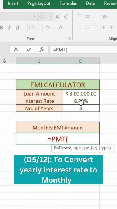 How To Emi Calculate In Excel 🤔 Pmt Function In Excel Shorts Msexcel Excelshortcuts Youtube