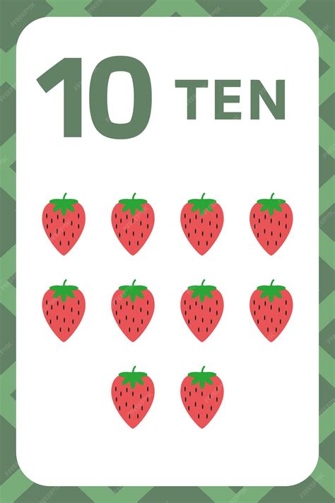 Premium Vector Cute Numbers Flashcard Number 10 Educational Design