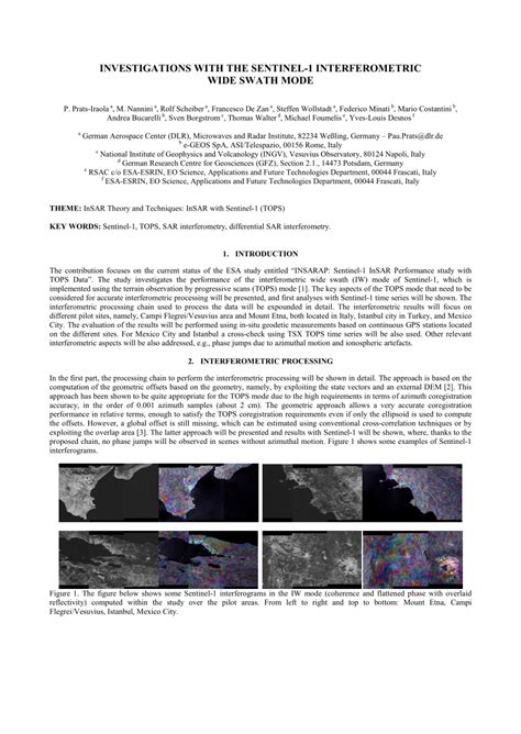 Pdf Investigations With The Sentinel 1 Interferometric Wide Swath Mode