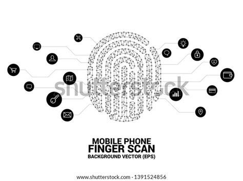 Vector Thumbprint Icon Dot Line Circuit Stock Vector Royalty Free
