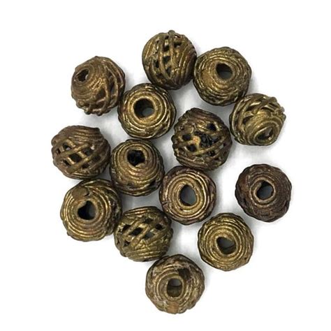 African Round Brass Beads Pack Of 10 105mm Length 12mm Diameter 2