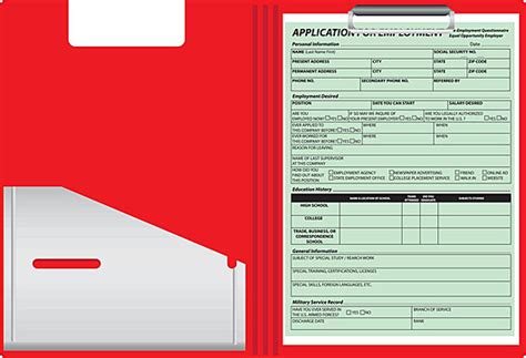 Folder With The Application Form For Employment Form Blank Organization