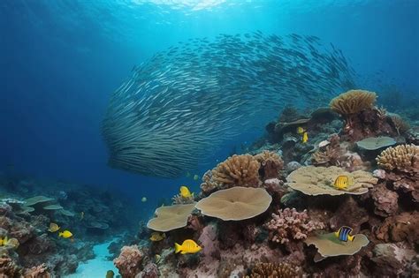 Premium Photo School Of Fish A School Of Dart Fish Swimming Over The Reef