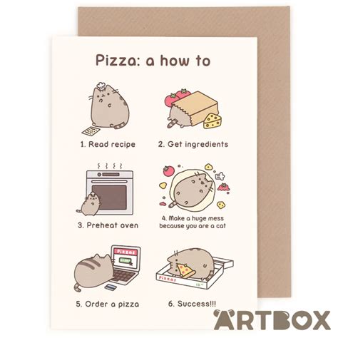 Buy Pusheen The Cat How To Make Pizza Greeting Card At Artbox