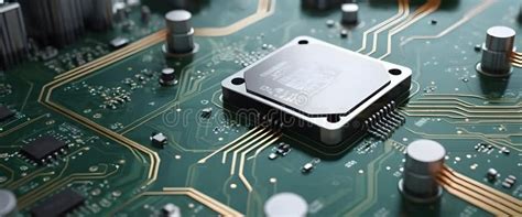 Close Up Of A Circuit Board Merging With Organic Cells Symbolizing