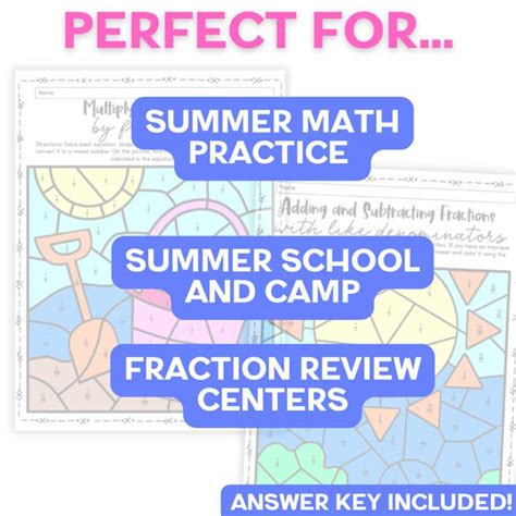 5th Grade Summer Packets Beach Theme Activities Math Coloring Pages Review