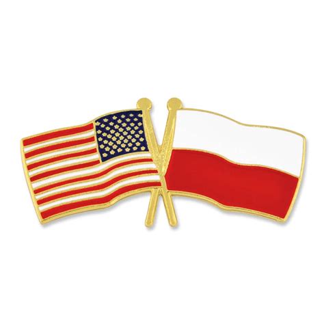 Pinmarts Usa And Poland Crossed Friendship Flag Enamel Lapel Pin