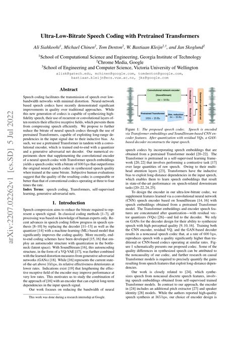 pdf ultra low bitrate speech coding with pretrained transformers