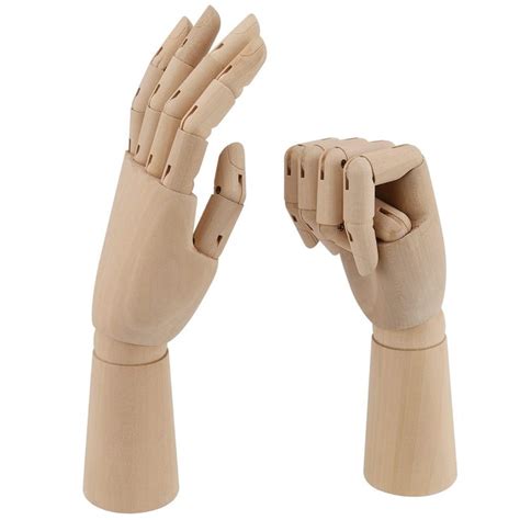 Jeuihau 2 Pcs 12 Inches Wooden Hand Model Left And Right Wood Art