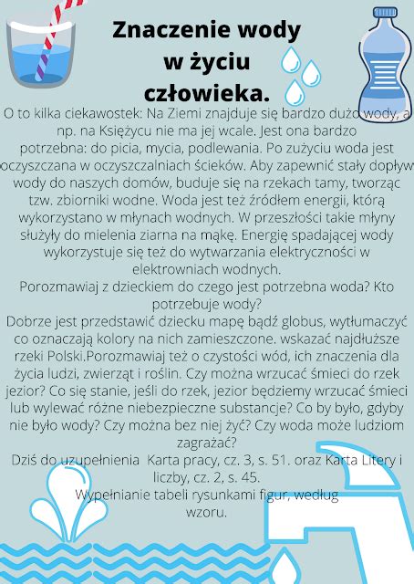 Przedszkole w Piasku Znaczenie wody w życiu człowieka