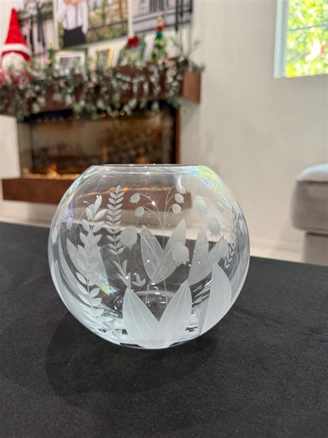 Tiffany And Co Spherical Glass Vase With Lily Of The Valley Etsy