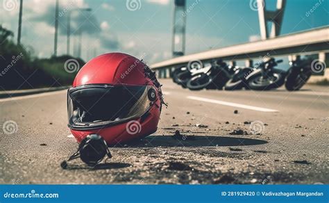 Broken Helmet Stock Illustration Illustration Of Asphalt 281929420