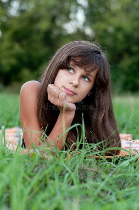 Brunette Teen Girl On Nature Stock Image Image Of Hair Dark 26828509