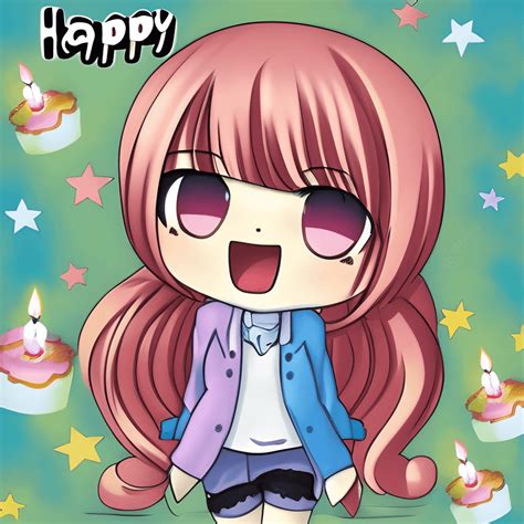 Happy Birthday Kawaii Chibi Graphic · Creative Fabrica