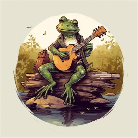 Premium Photo Froge Sitting On Timber Playing Banjo Guitar Vector Art
