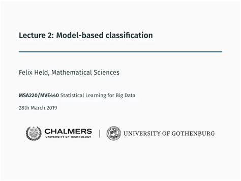Ppt Lecture 2 Model Based Classification Felix Held Mathematical