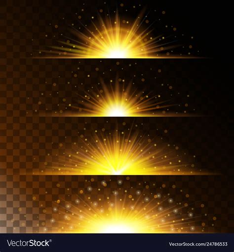 Realistic Light Effects Glare Light Rays Vector Image