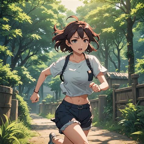 An Anime Girl In A Crop Top Running Ai Generated Artwork Nightcafe Creator