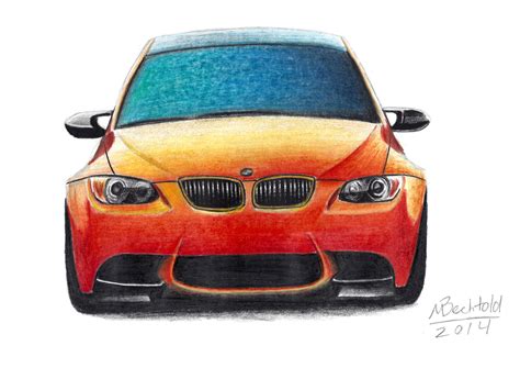 Bmw M3 Gts E92 Realistic Car Drawing Colour Orange By Maxbechtold On Deviantart