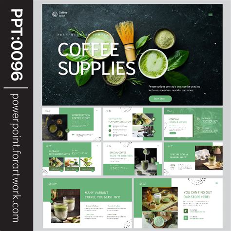 เทมเพลต Powerpoint อาหารไทย ธีมสีเขียวสวยงาม สำหรับงานนำเสนอเกี่ยวกับอาหาร ร้านกาแฟ สไตล์เรียบ