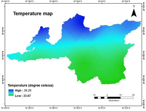 Temperature Map Of The Study Area Download Scientific Diagram