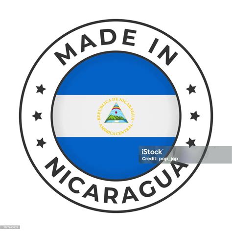 Made In Nicaragua 벡터 그래픽 니카라과의 국기와 니카라과에서 만든 텍스트가 있는 둥근 간단한 라벨 배지 엠블럼