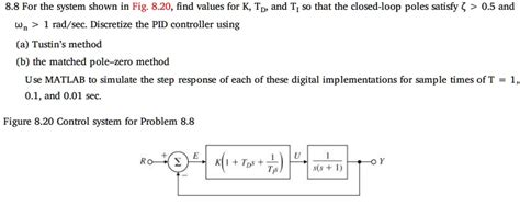 8 8 for the system shown in fig 8 20 find values for k to and t so