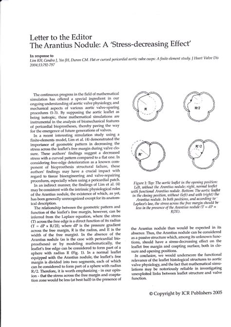Pdf The Arantius Nodule A Stress Decreasing Effect Response