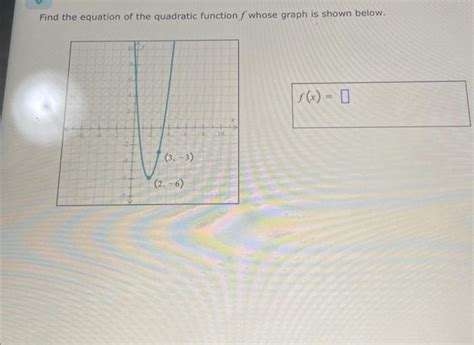 solved find the equation of the quadratic function f whose