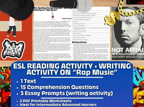 Esl Reading Comprehension Writing Activity Worksheets On Rap Music