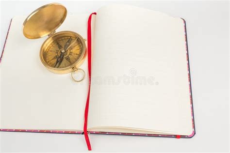 Compass With Empty Pages Notebook Stock Image Image Of Offer Memoir