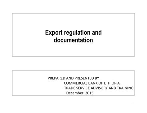 Export Regulation And Documentation Presentation