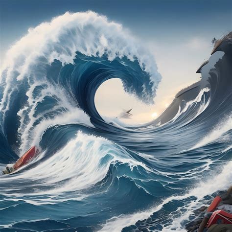 Premium Photo World Tsunami Day Drawing Illustration Tsunami Wave