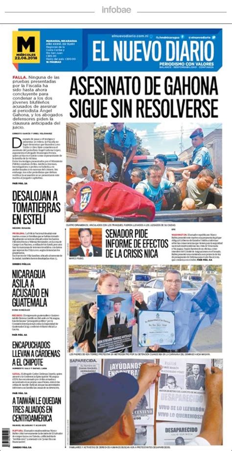 El Nuevo Diario Nicaragua 23 De Agosto De 2018 Infobae