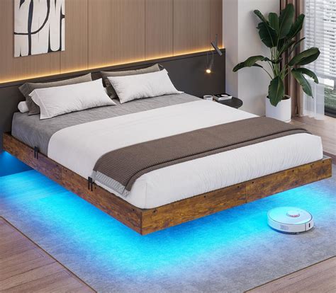 Floating Platform Bed Plans King Floating Bed Frame With Led Light
