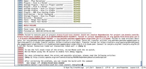 BUILD FAILURE Conjars Org Connection Timed Out Dremio
