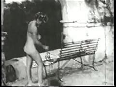 Gorgeous Vintage Chick Loves To Sweep On The Street Absolutely Naked