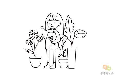 喜欢种花的小女孩简笔画 女孩简笔画
