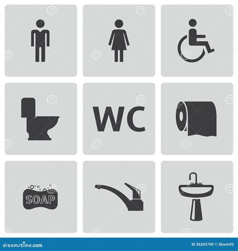 Wc Toilet Icons Human Male Or Female Signs Cartoon Vector